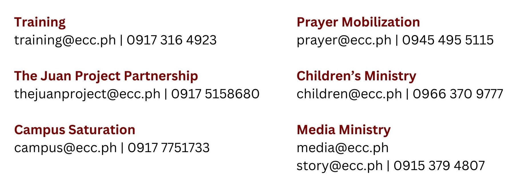 Opportunities – Every Community for Christ Philippines